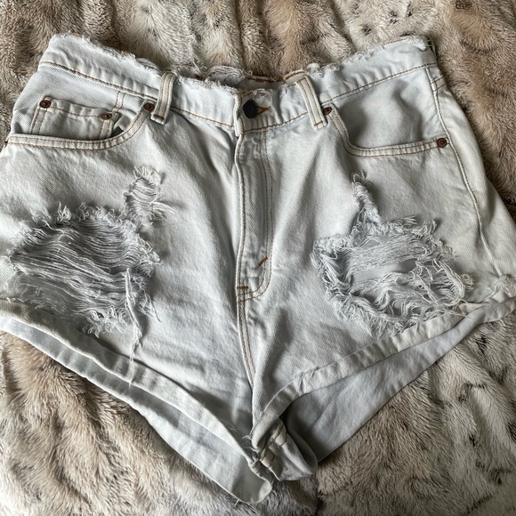 Levi's | Shorts | Distressed Levis Light Blue Almost White Appearing ...